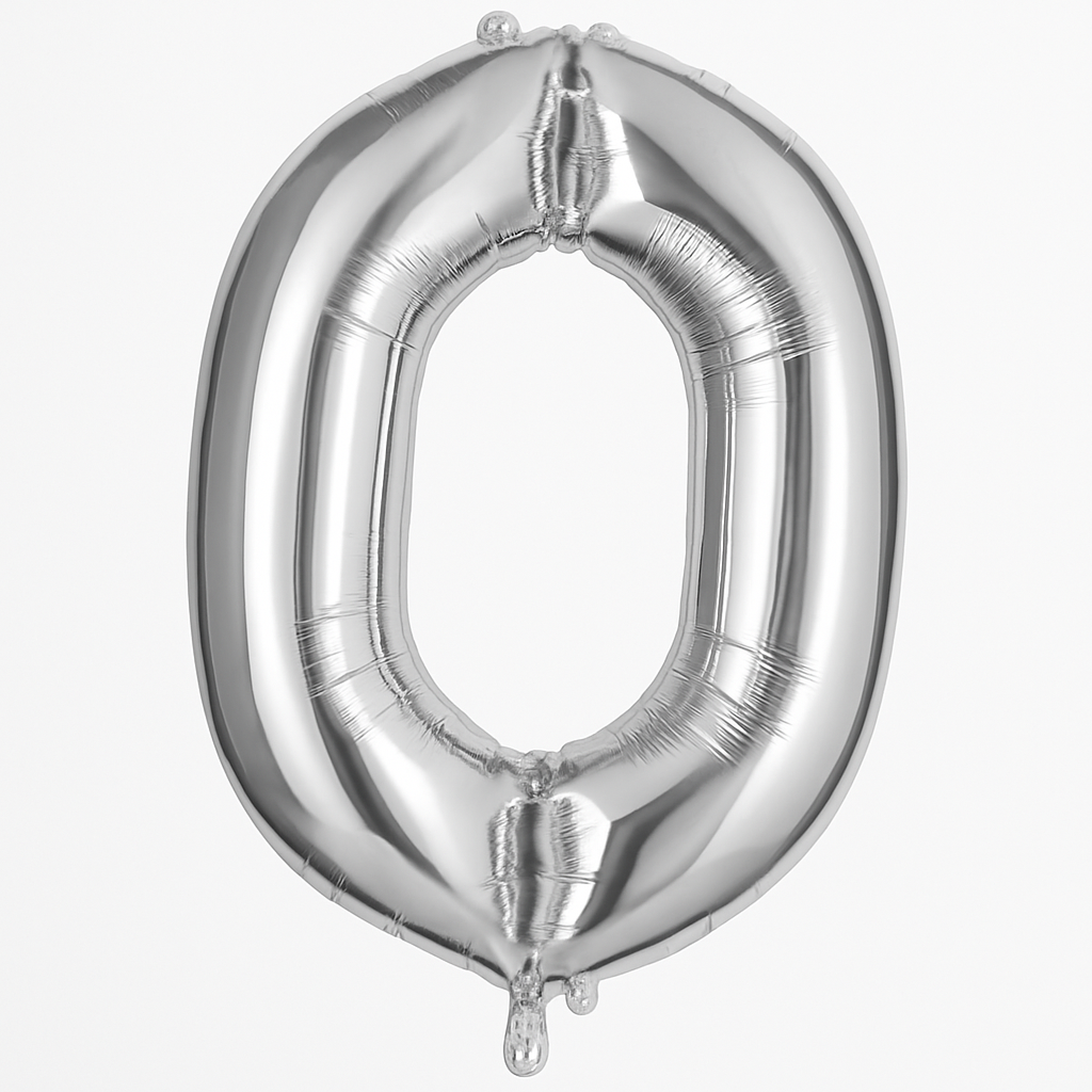 Large Silver Foil Number "0" Balloon