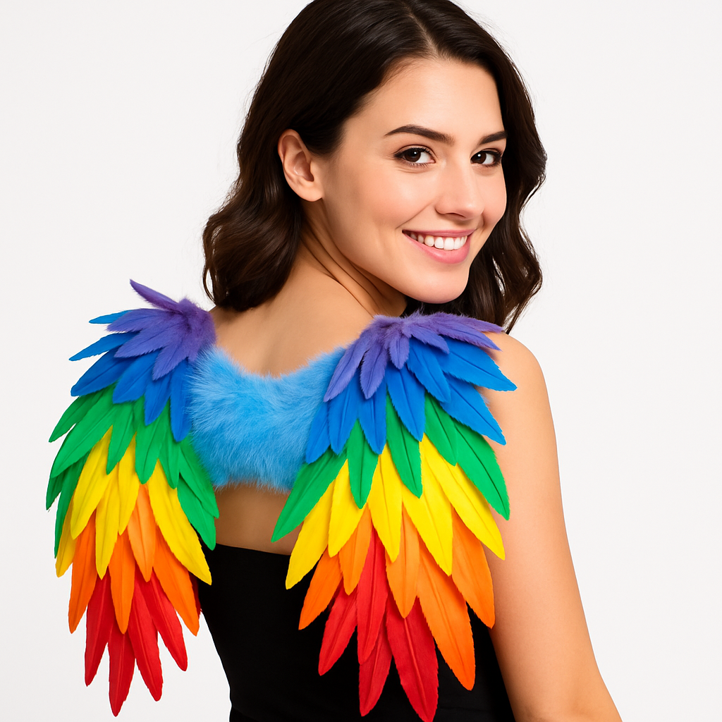 Vibrant Rainbow Feather Wings for Pride