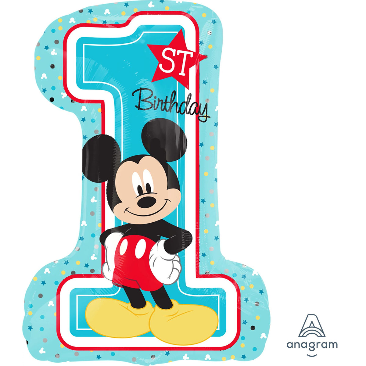 Mickey Mouse 1st Birthday Blue Foil Balloon